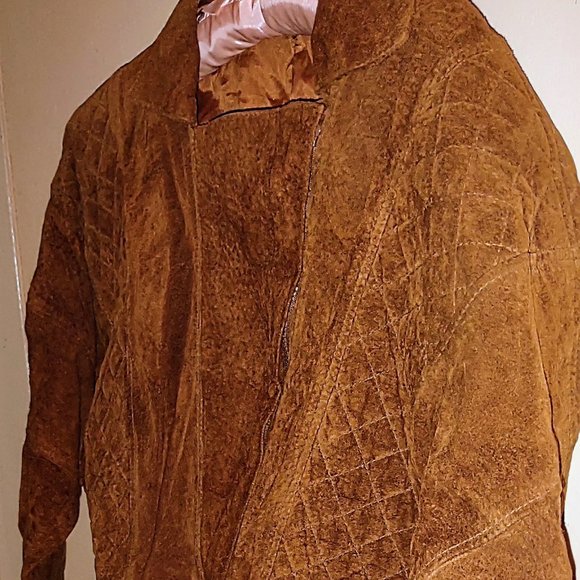 Skirts | Vintage Brown Suede Womens Quilted Set Jacket Pencil Skirt ...